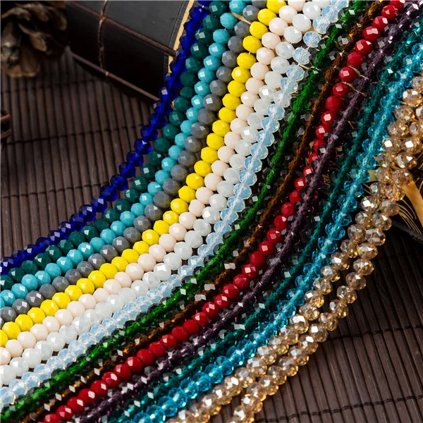 Colorful 2x3mm/3x4mm/4x6mm Crystal Rondell Faceted Glass Beads Small ...