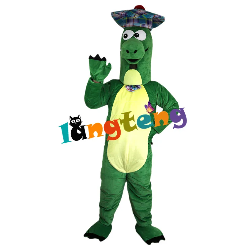 716-gr-n-Dinosaurier-Tr-gt-einen-Hut-Monster-Maskottchen-Kost-m-Cartoon ...