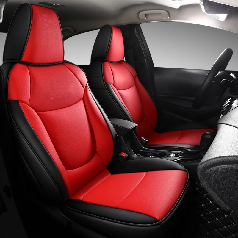 Custom Fit For Toyota Corolla 2019 2020 2021 Pu Leather Car Seat Covers Full Set Compatible Airbag Corolla Seat Protector Black Custom Fit Seat