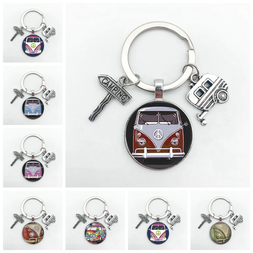 New-Vintage-Hippie-Peace-Sign-Van-Bus-Keychain-Fashion-Men-Women-Purse ...