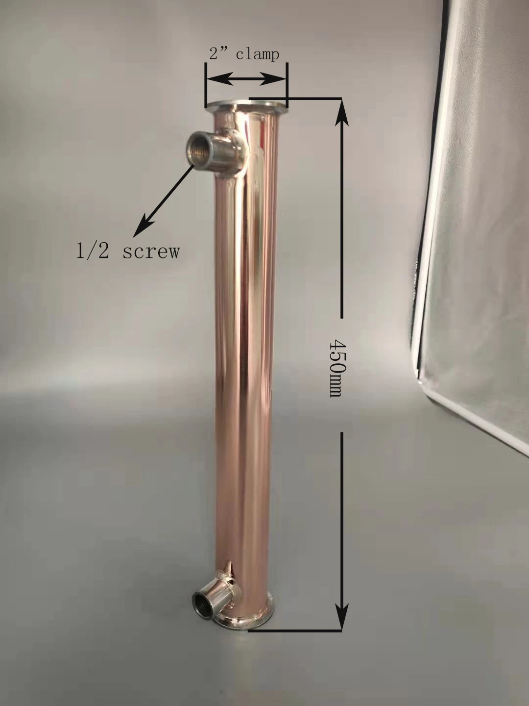 Copper Clamp Distiller Condenser，clamp2" (51mm) Od64mm Copper Condenser ...