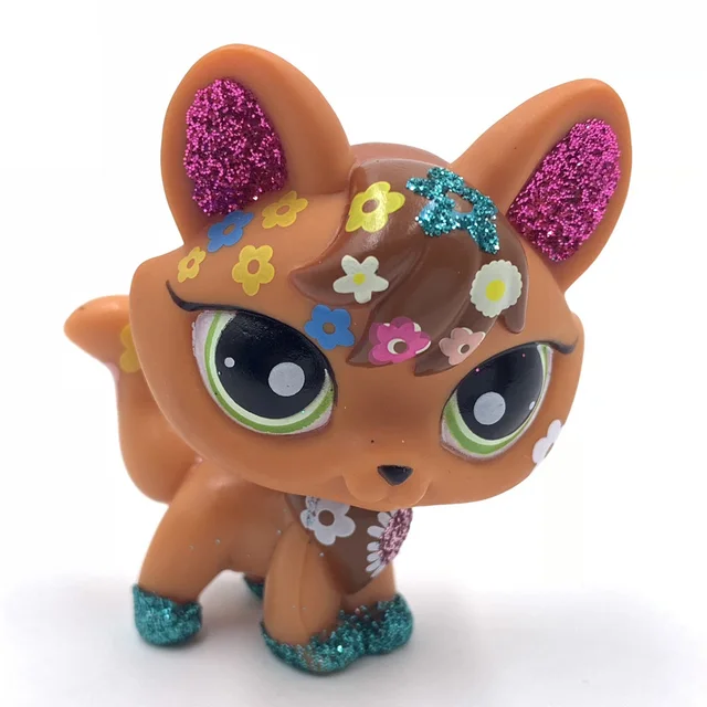 LPS CAT Rare animal Littlest pet shop toys #807 brown Fox with black ...