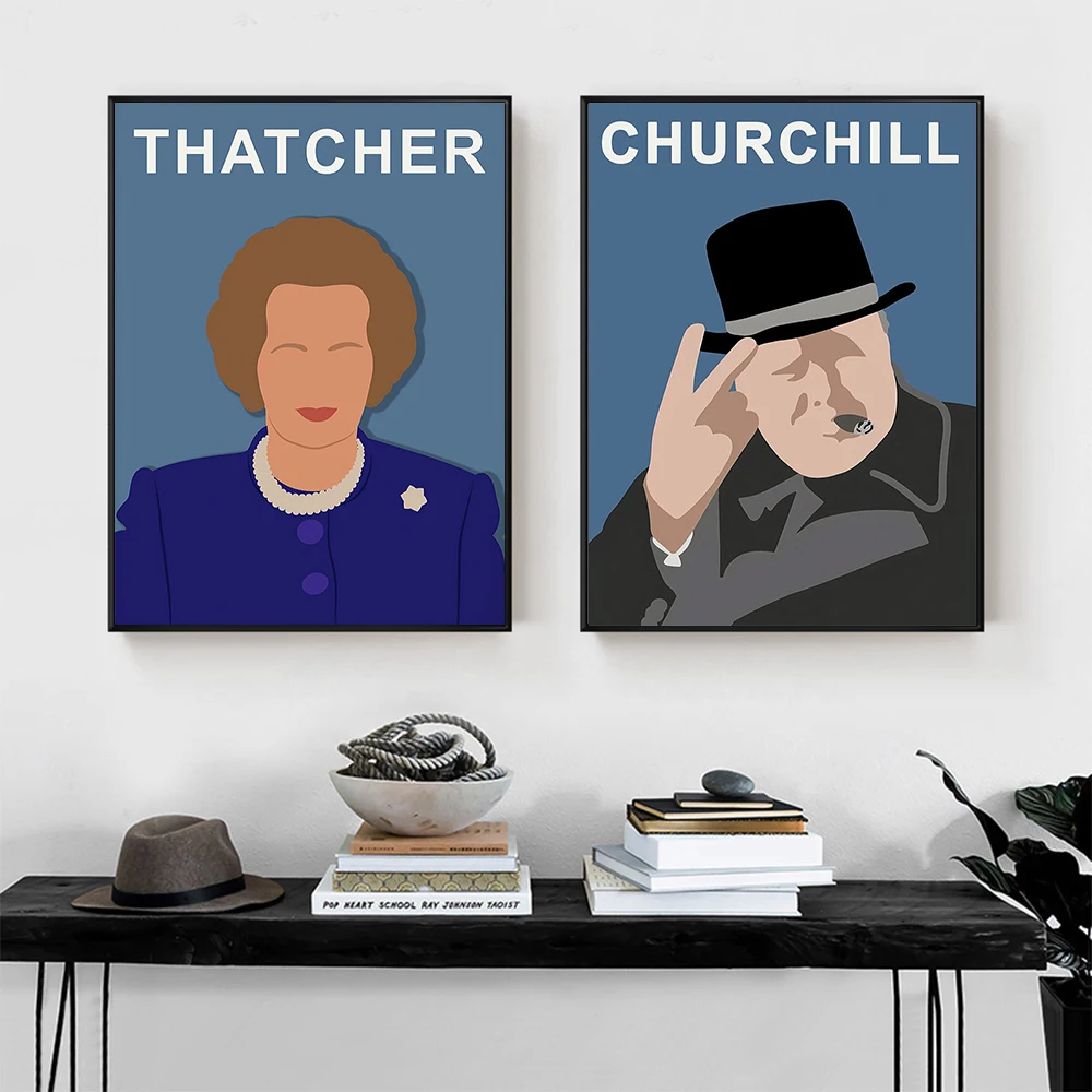 British-Politician-Poster-Churchill-Thatcher-Art-Print-Cartoon-Portrait ...