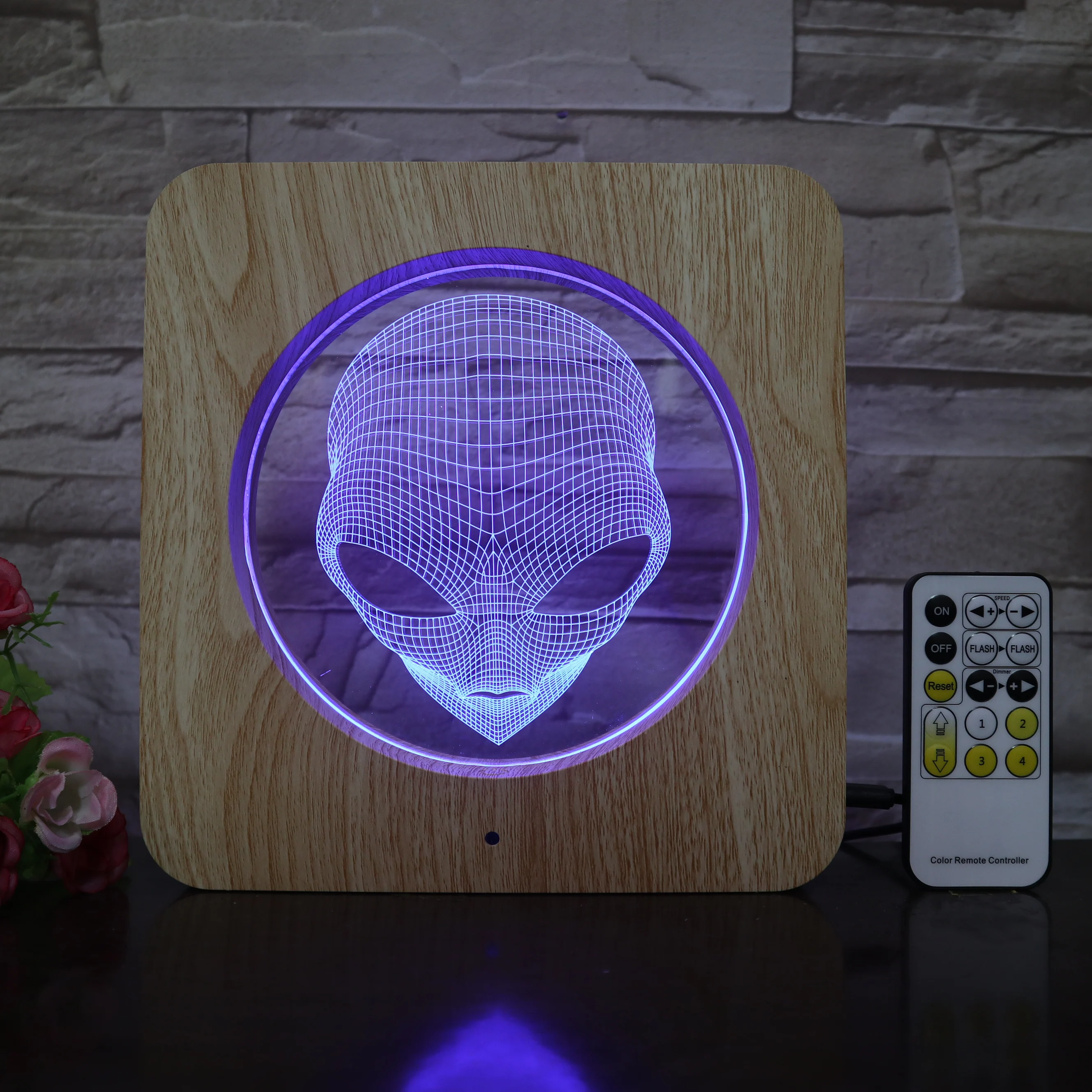 Alien Head Space 3d Led Lamp Plastic Abs Grain Line Lamp Usb Table Lamp ...