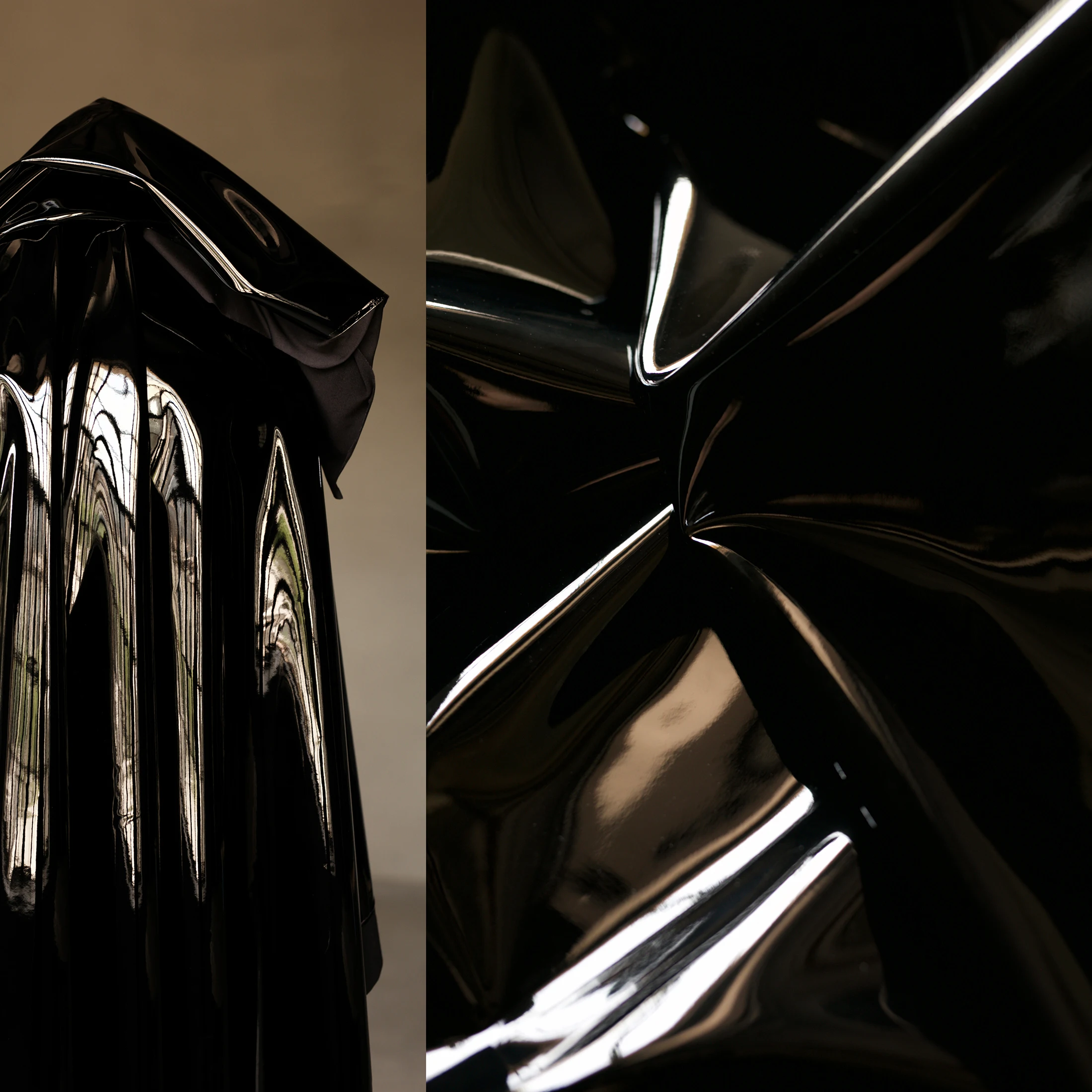 Shiny-Black-Faux-Leather-Mirror-Knit-Fabric-Waterproof-Super-Soft ...