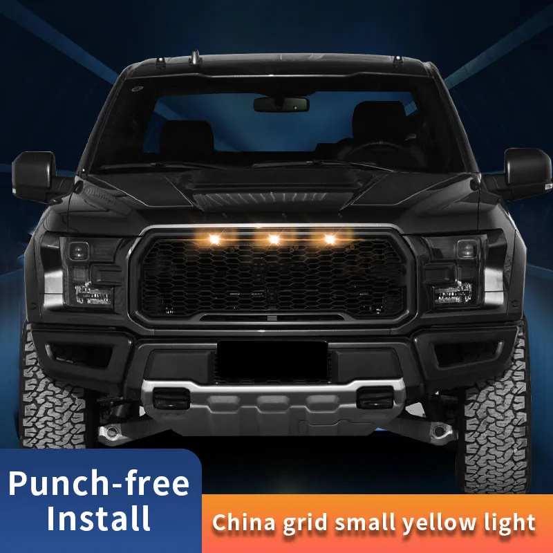 Red Amber Car Front Bumper Hood Grille LED Light Raptor Style LED Grill ...