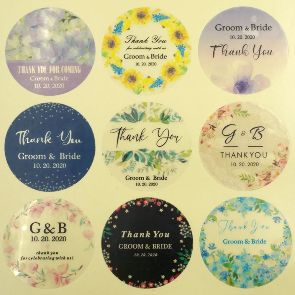 Étiquettes autocollantes de mariage transparentes,étiquettes rondes ...