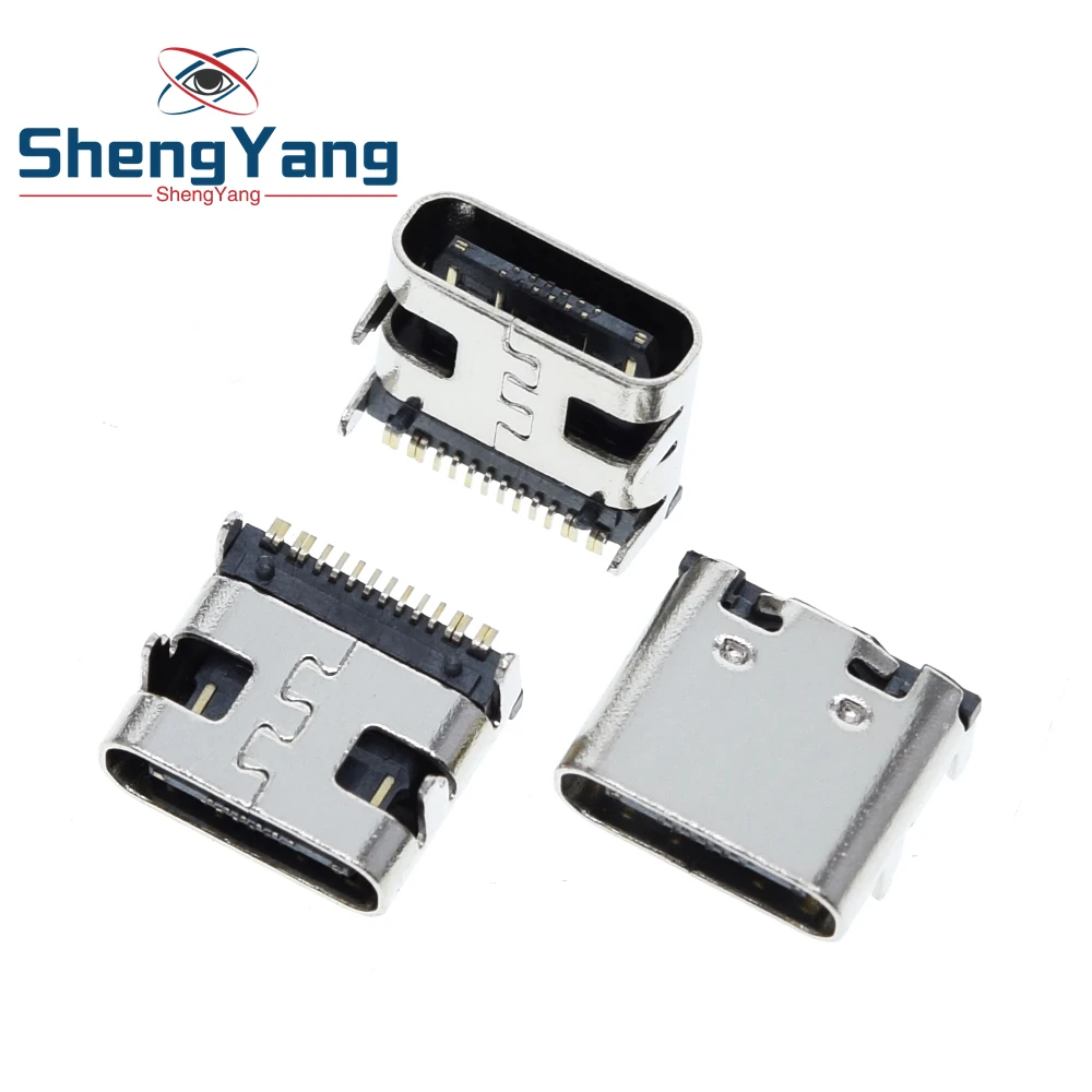 Micro soquete usb 3.1 tipo c, conector fêmea dip 16 pinos, para celular ...