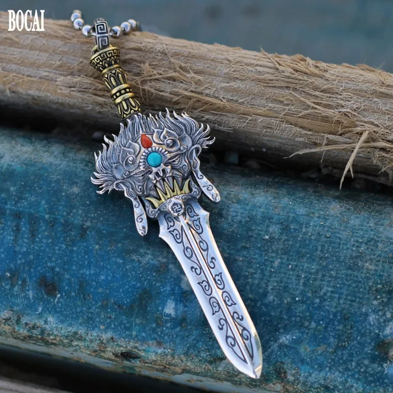 New-100-real-s925-pure-silver-sword-pendant-mfor-man-Puba-King-Kong ...