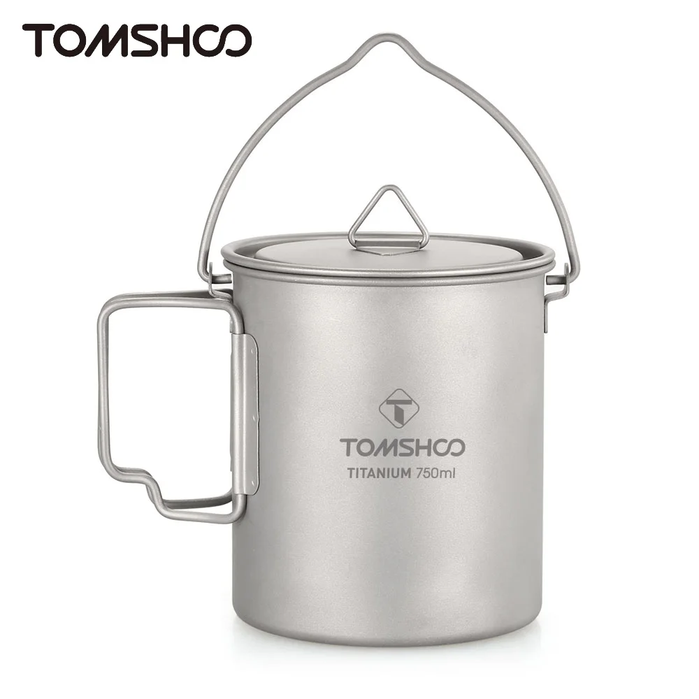 Tomshoo Ultralight 750ml Titanium Pot Portable Titanium Water Mug Cup w ...