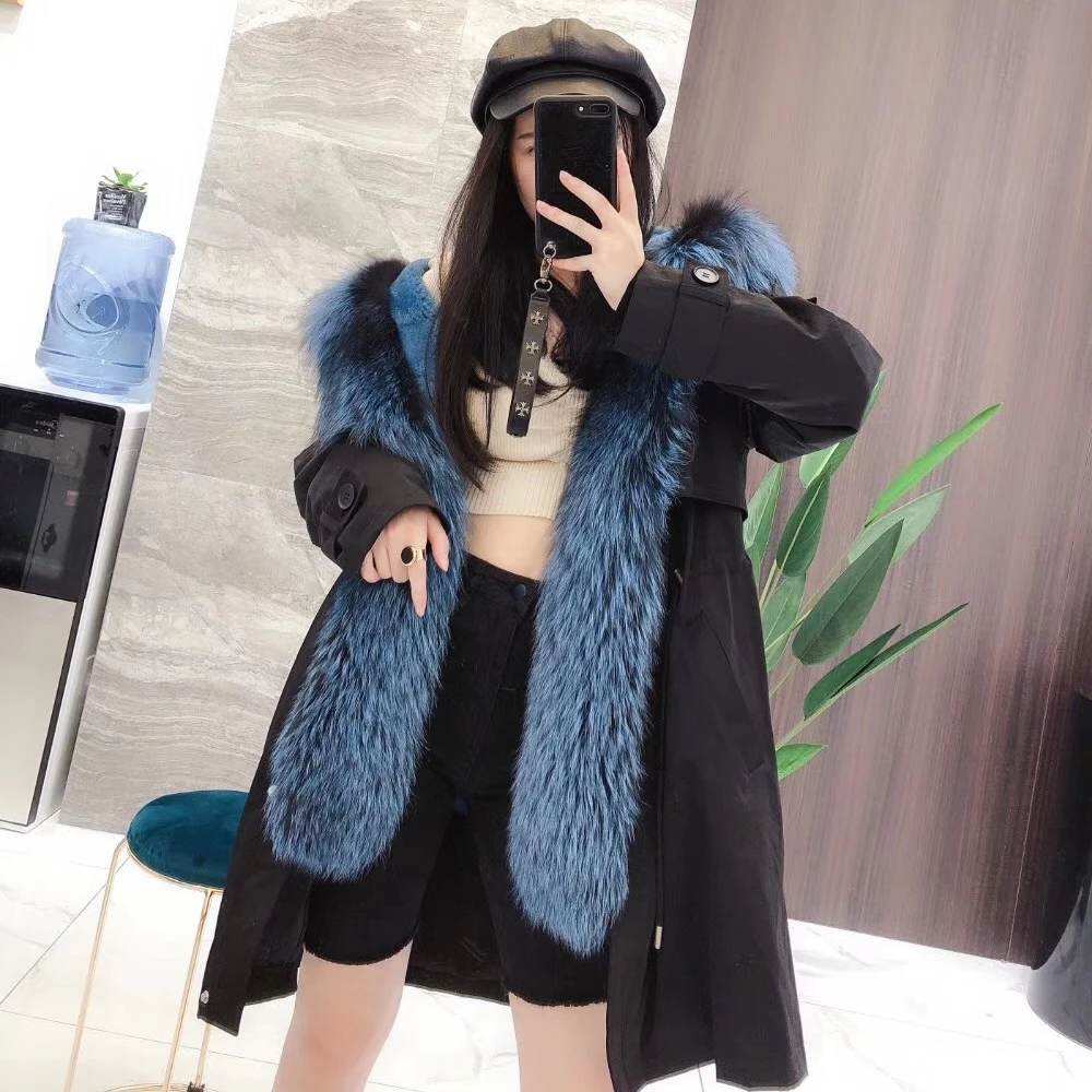 OFTBUY Winter Jacket Women Real Fur Coat Casual Big Natural Fox Fur Parka Thick Warm Outwear ...