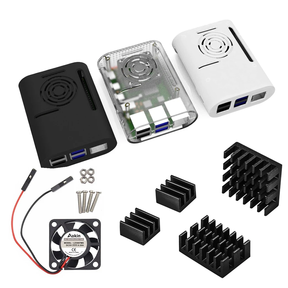 Raspberry-pi-4-ABS-Injection-Molded-Case-Black-Heatsink-Cooling-Fan ...