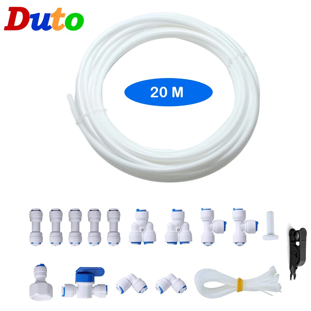1/4" O.D. RO Water Filter Tube Fitting 20M Tube+Plastic Push Fit Quick ...