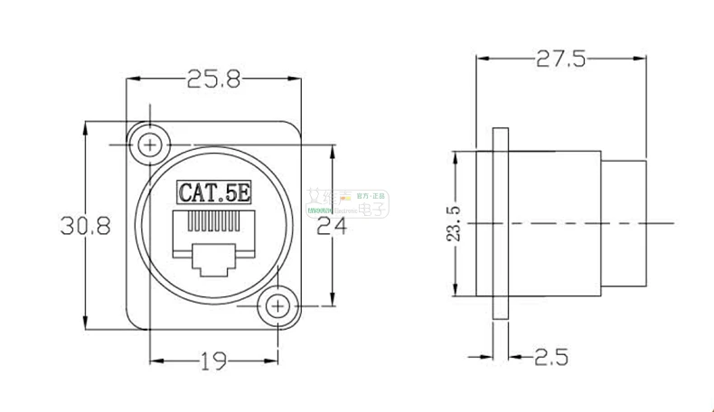 Longueur ARJ45-CAT6A - Base de module de type D pour 86 panneaux, prise ...