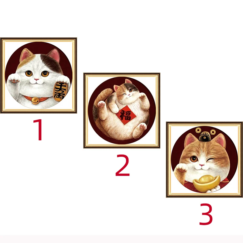 Китайские наборы счастливой кошки DMC, напечатанные наборы для вышивки ...