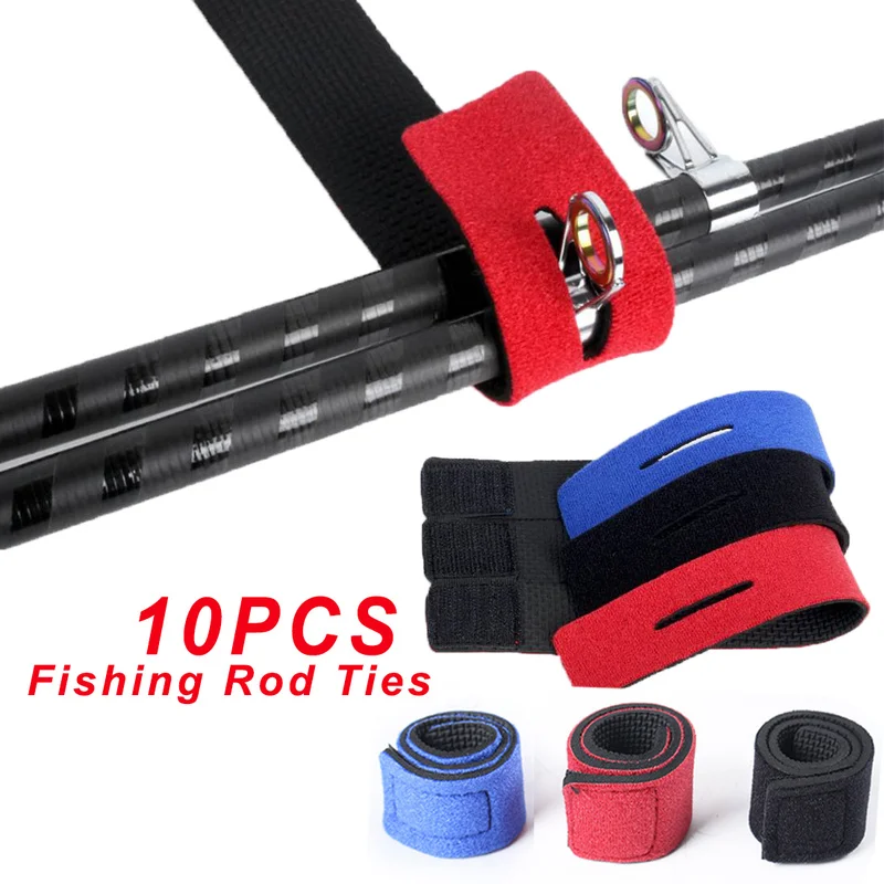 1-10pcs-Fishing-Rod-Tie-Holder-Strap-Belt-Tackle-Elastic-Wrap-Band-Pole ...