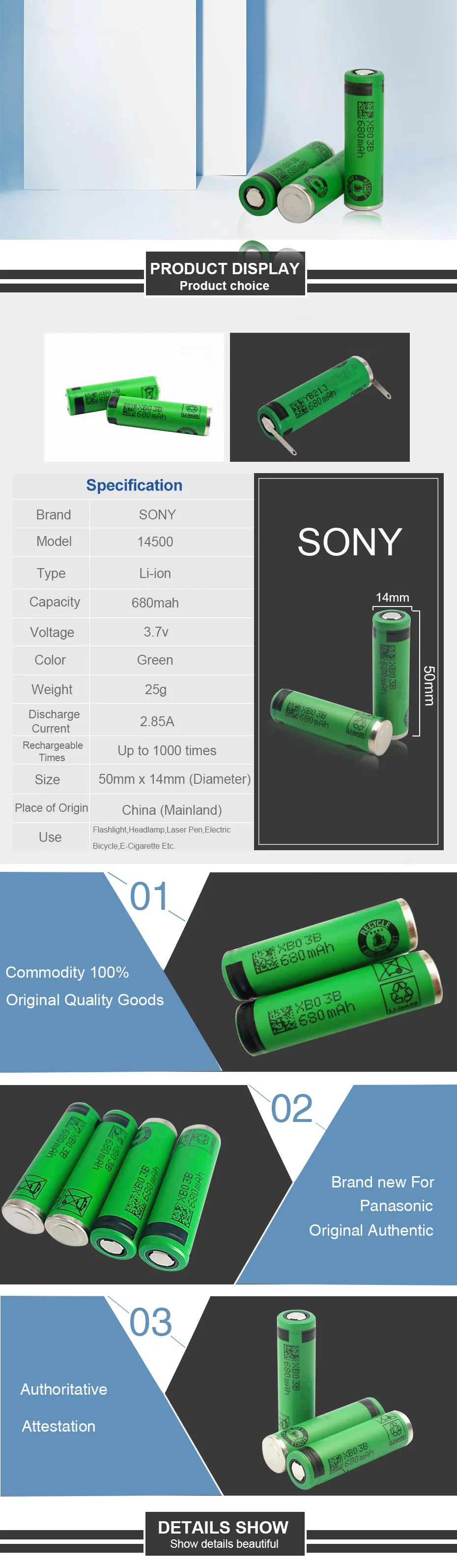 3,7 V-1 PCS-Piles Li-ion 100% V, Aa 680mah Vr2 14500, Haute Capacité ...