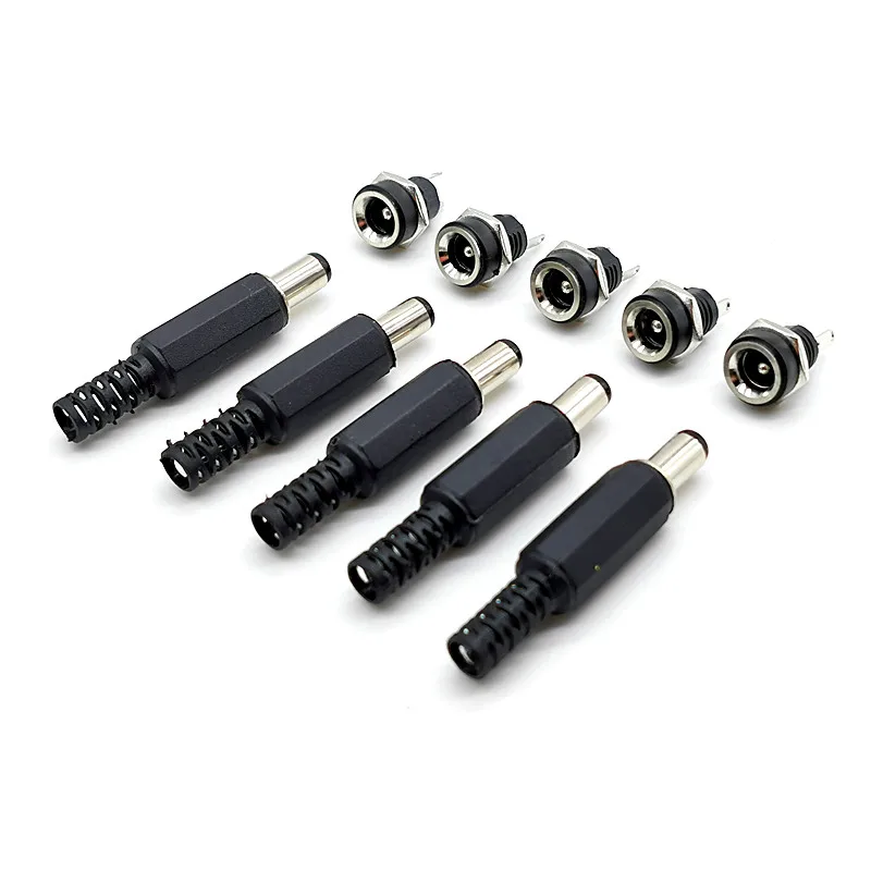 DC 022B 5.5X2.5mm DC Power Female Plug + Male Plug Jack Socket Adapter ...