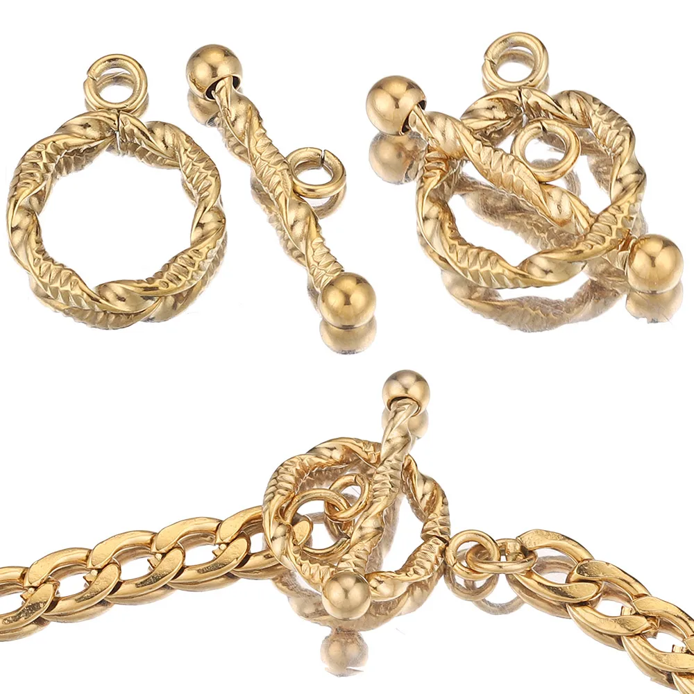 5sets Gold Stainless Steel Toggle Clasp Connectors Parts For Fasteners ...