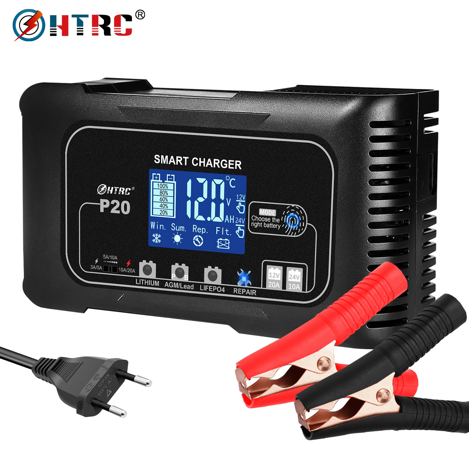 HTRC-20A-15A-10A-Car-Battery-Charger-LCD-Automatic-Pulse-Repair-Charger ...