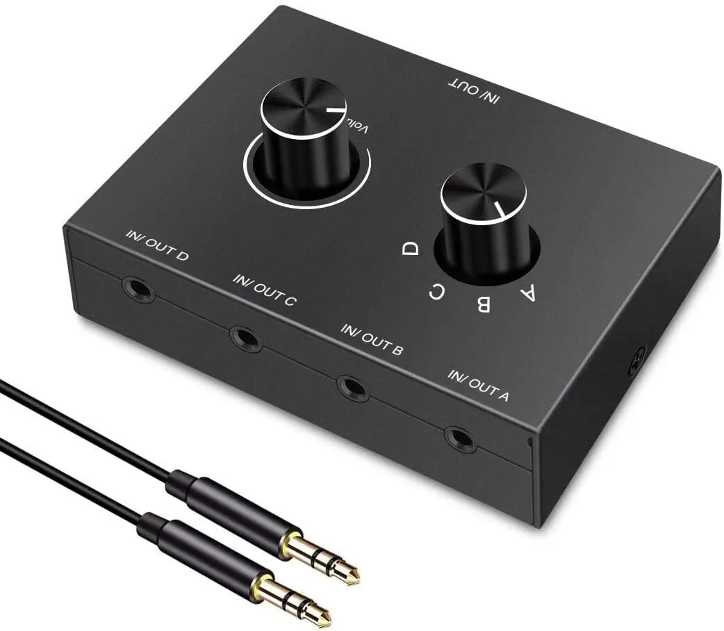 2Port/4Port Audio Switch Stereo Audio Switcher Splitter 3.5mm Mini ...