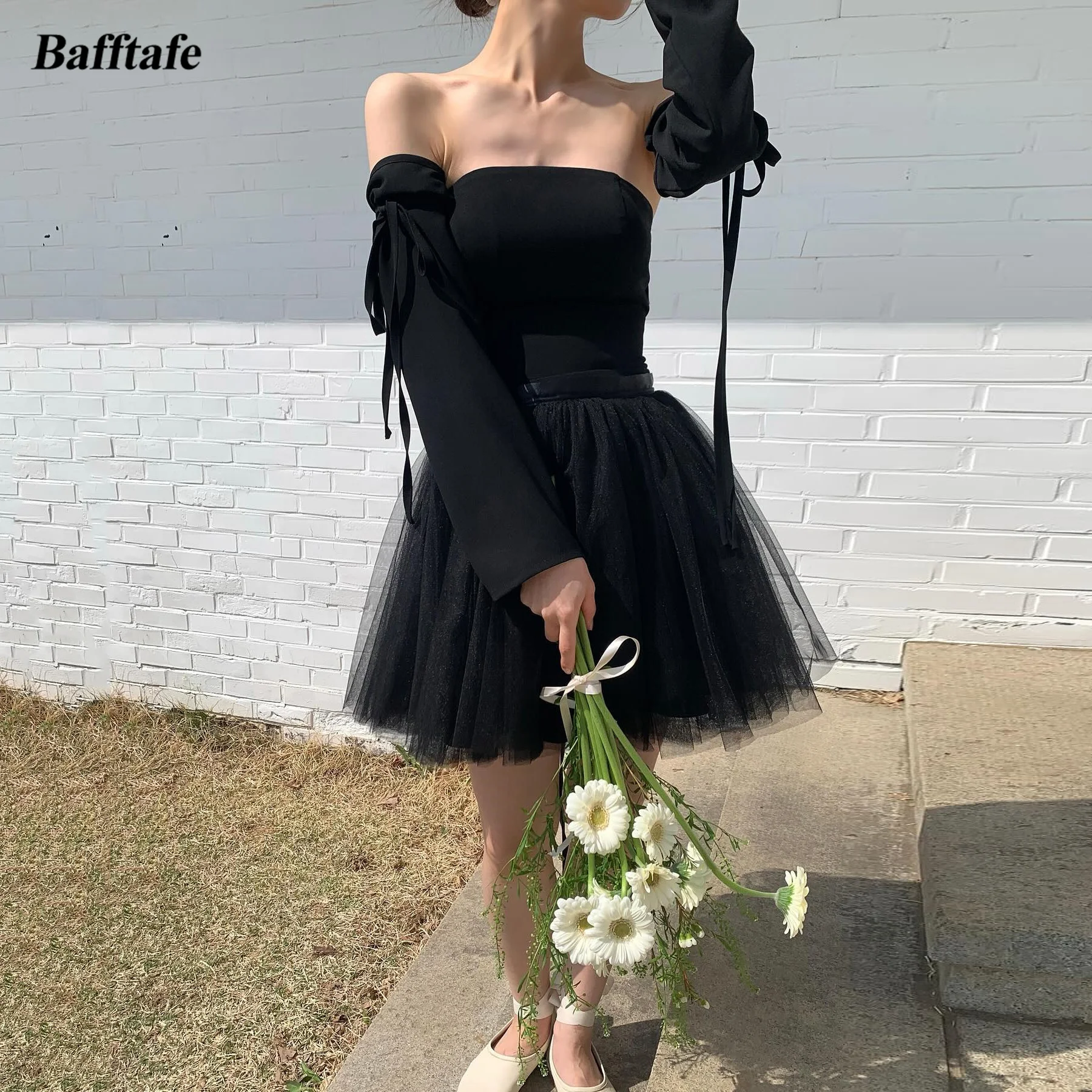 Customized-A-Line-Black-Short-Korea-Prom-Dresses-Detachable-Tulle-Skirt ...