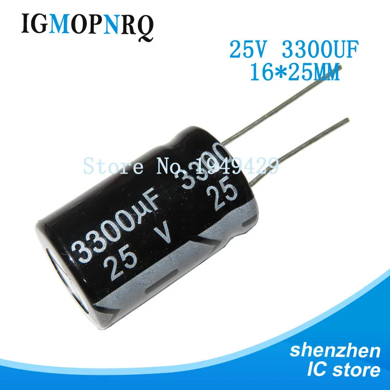 5PCS 25V3300UF 16*25mm 3300UF 25V 16*25 Aluminum electrolytic capacitor ...
