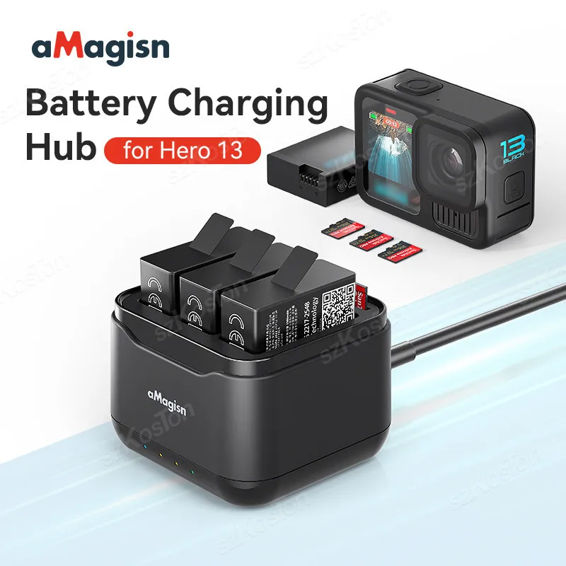 For GoPro 13 3 Slots Charging Box Battery Charger Hub For GoPro Hero 13 ...