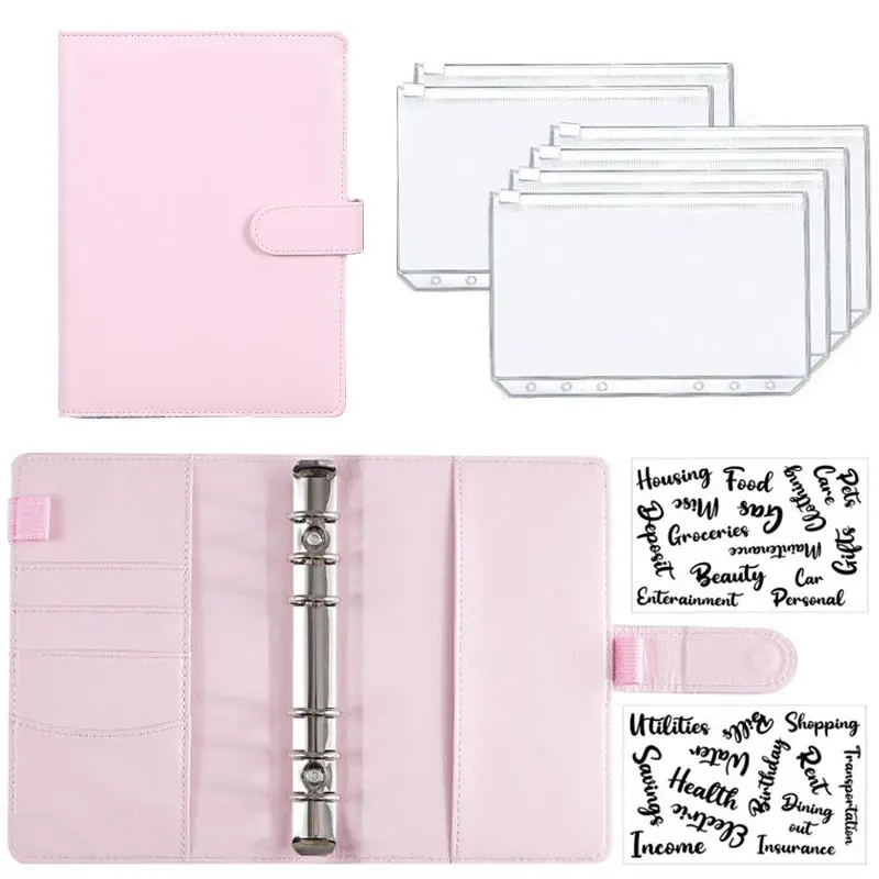 A6-Budget-Planner-Binder-Notebooks-Money-Saving-Organizer-PU-Leather ...