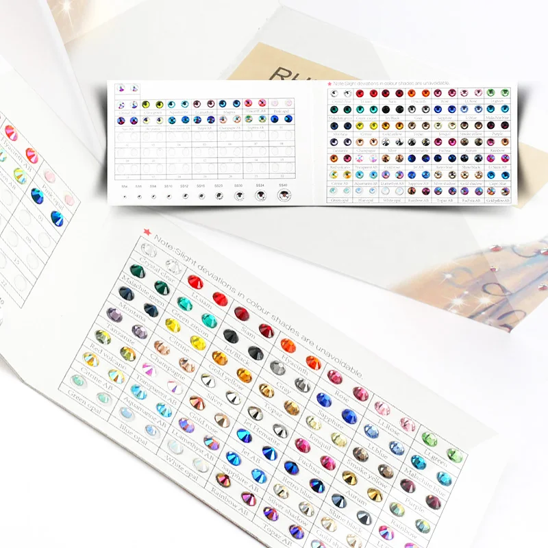 QIAO-New-Crystal-Rhinestone-Color-Chart-For-Compare-Colors-63-Colors ...