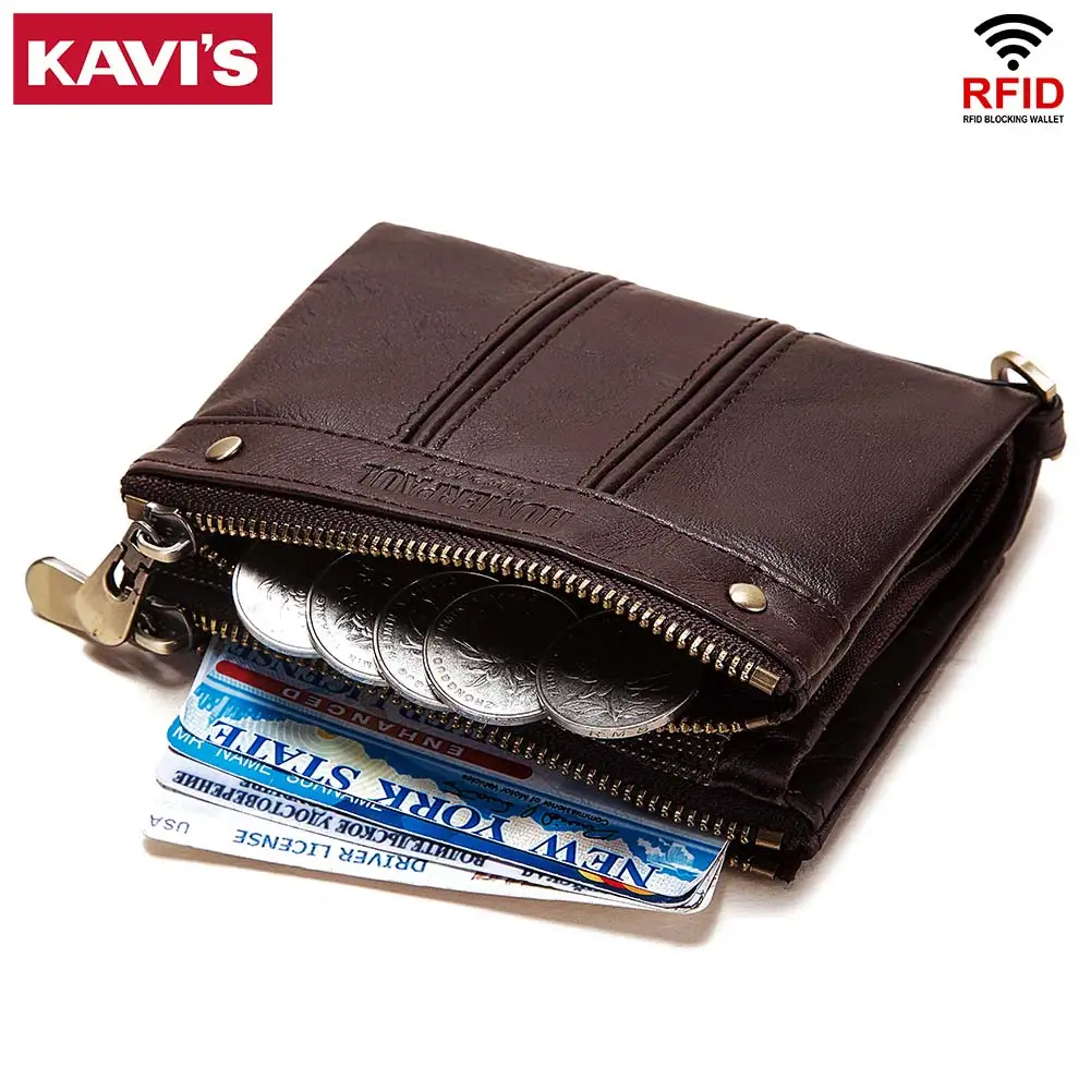 KAVIS 2021 RFID Genuine Leather Men'S Wallet Mini Short Man Coins ...