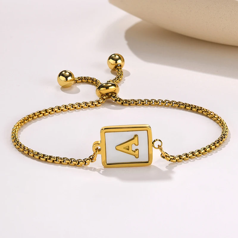 Pulseras-con-letras-iniciales-para-mujer-pulsera-de-cadena-ajustable-de ...