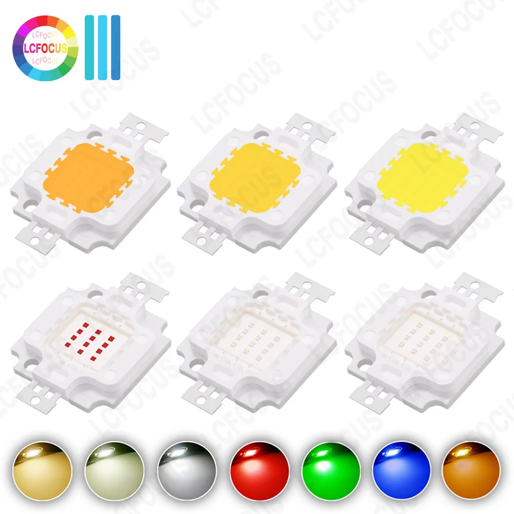 High-Bright-DC-12V-14V-10W-LED-Chip-Warm-Cold-White-Red-Green-Blue ...