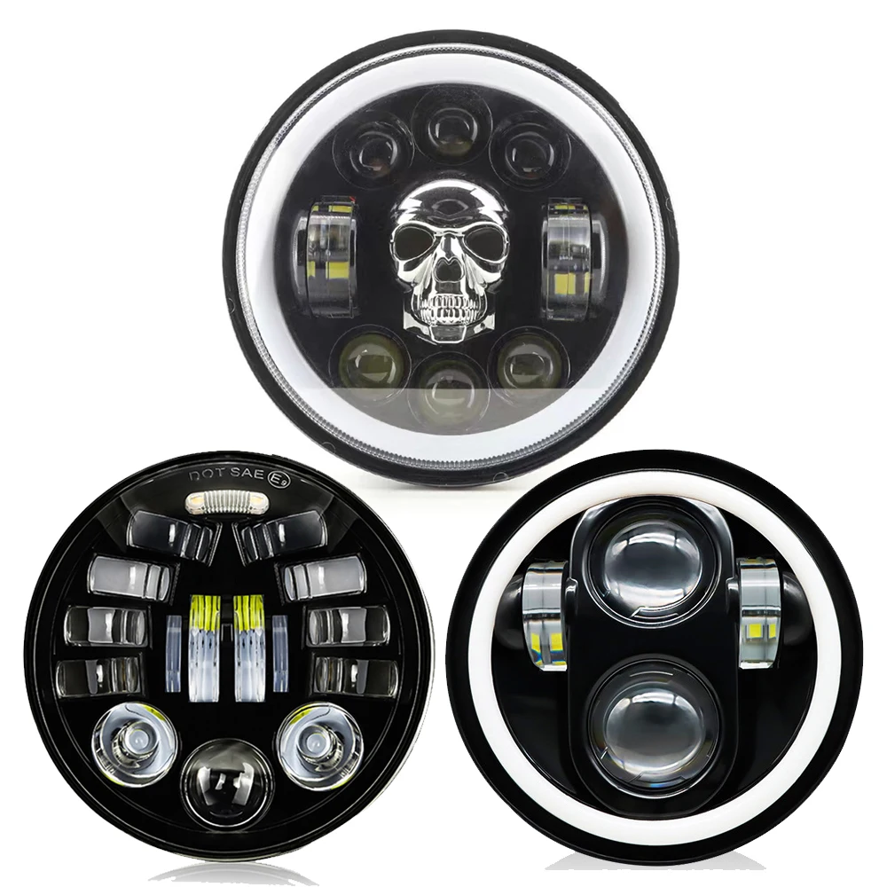 5.75 Inch LED Headlight for Car Halo Angel Eyes Headlamp Round Cafe ...