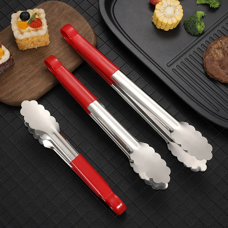 Non-Slip-Stainless-Steel-BBQ-Food-Tongs-Kitchen-Utensils-Salad-Bread ...