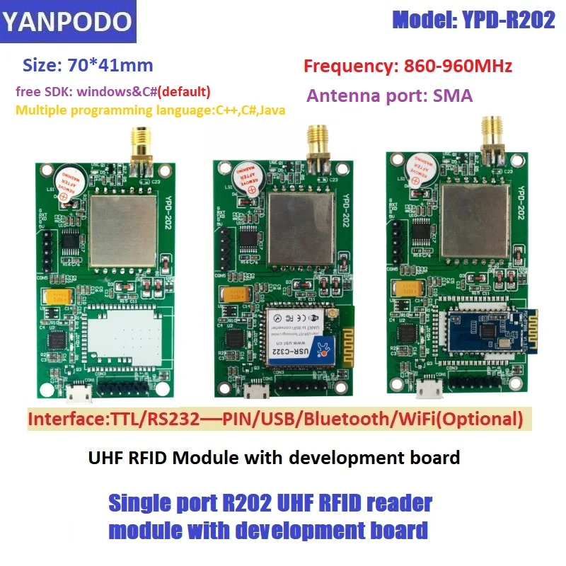 Yanpodo-UHF-RFID-Micro-Module-USB-RS232-WIFI-Bluetooth-Interface-For-RFID-Reader-Module ...