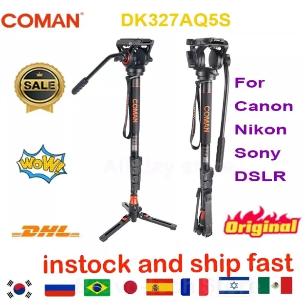 COMAN Professional Fulid Head Monopod with Tripod Base for Canon Nikon ...