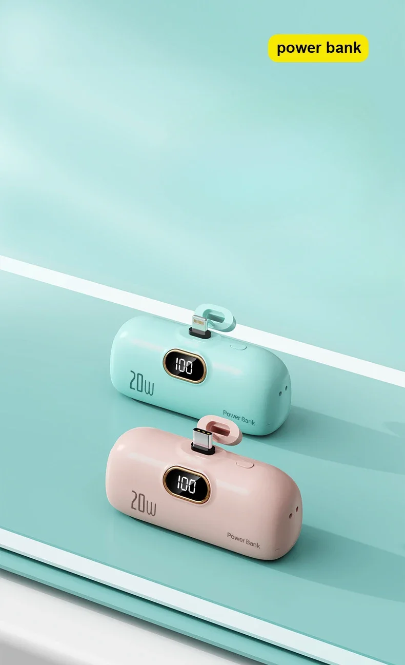 Mini Power Bank Portable Charger Wireless Capsule Powerbank Fast Charg ...