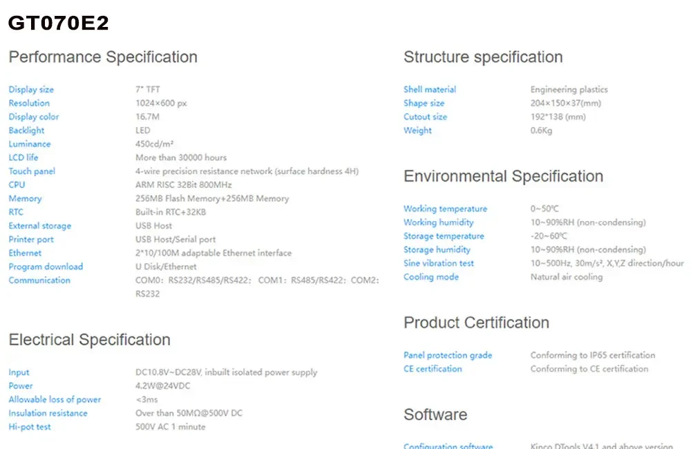 Kinco GT070E GT070HE GT070E2 MT070 MT070E WiFi 4G 7 Inch HMI Human ...
