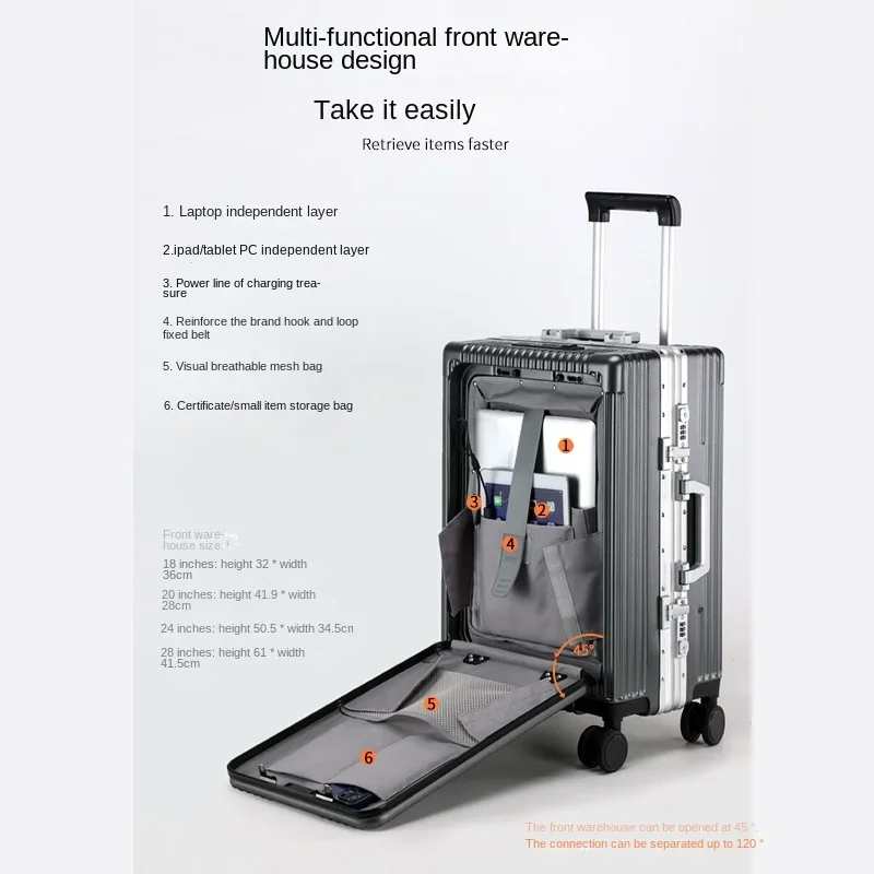 Front-opening-Carry-On-Luggage-with-Spinner-Wheels-Aluminum-Framed ...