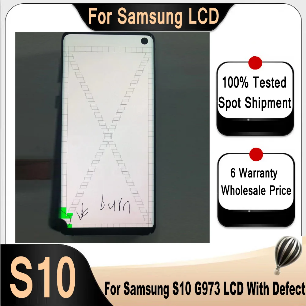 With-Line-Point-burn-For-SAMSUNG-S10-LCD-G973F-G973-Display-Touch ...