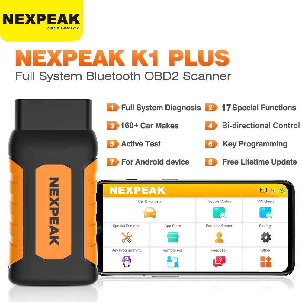 Nexpeak K1 Plus Obd2 Scanner Full System Diagnostic Tools Dpf Abs Oil ...
