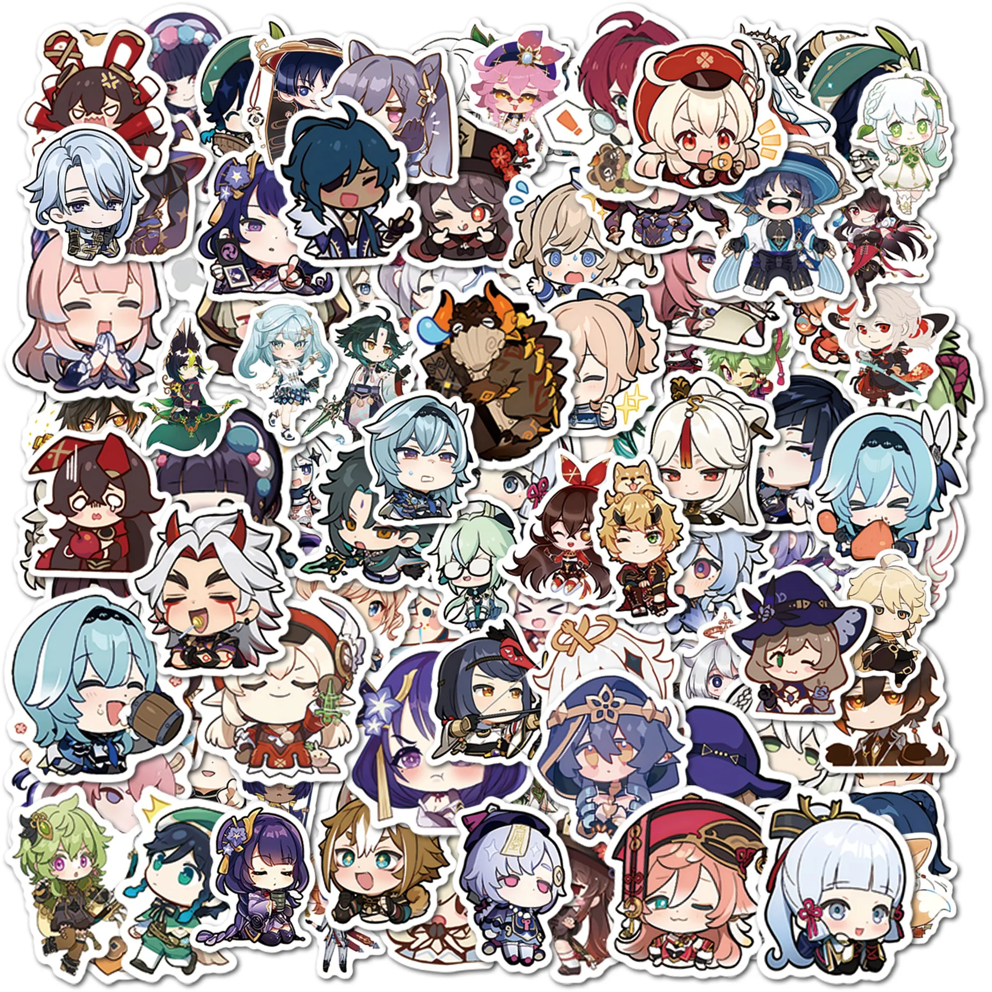 10-50-100Pcs-Anime-Genshin-Impact-Stickers-Chibi-Decal-Hutao-Klee-Eula ...
