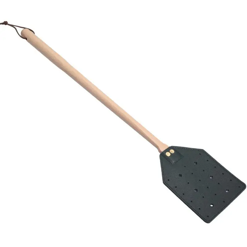 Manual-Fly-Swatter-Extended-Leather-Swatter-Wooden-Handle-Stainless ...