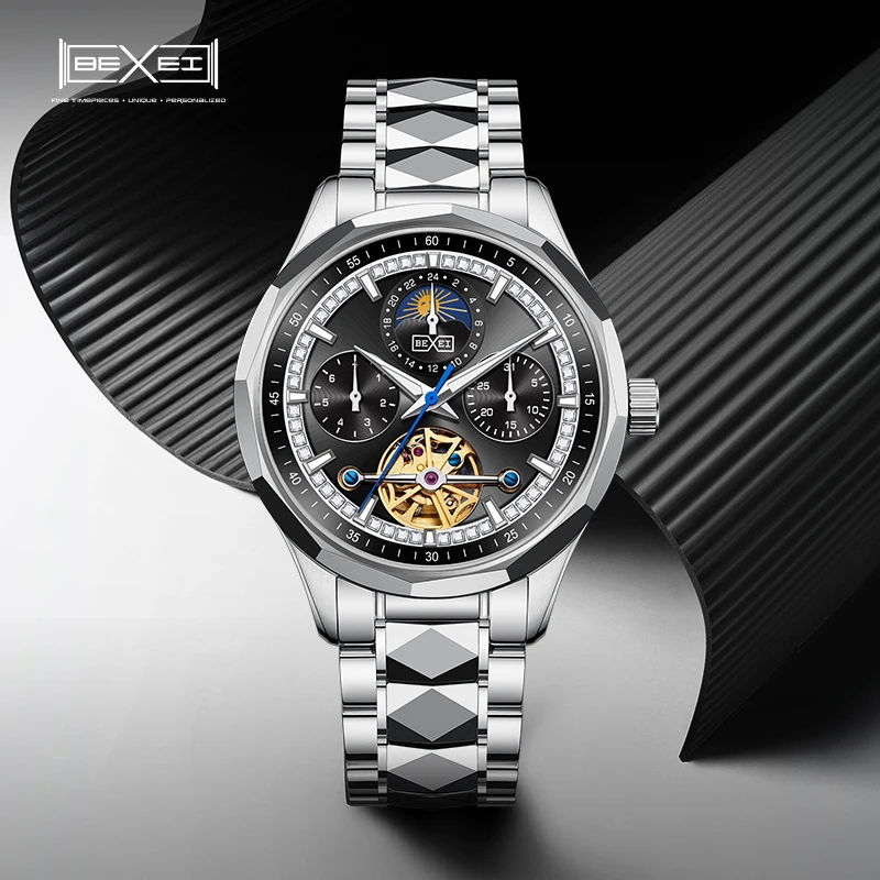 BEXEI-9133-Bermuda-series-mechanical-watch-for-men-tungsten-steel-inset ...