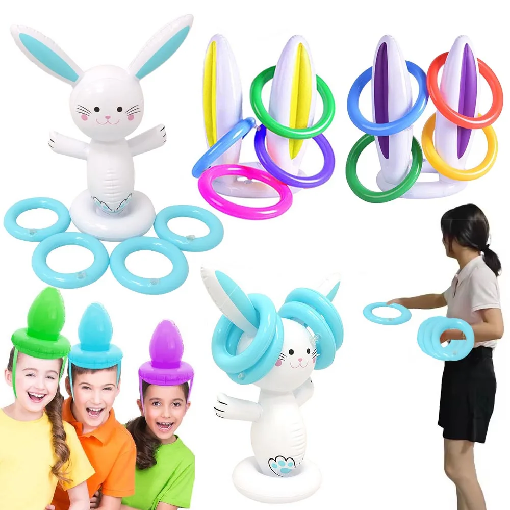 Fun Easter Throwing Game Inflatable Bunny Egg Rabbit Ears Hat Toss Game ...