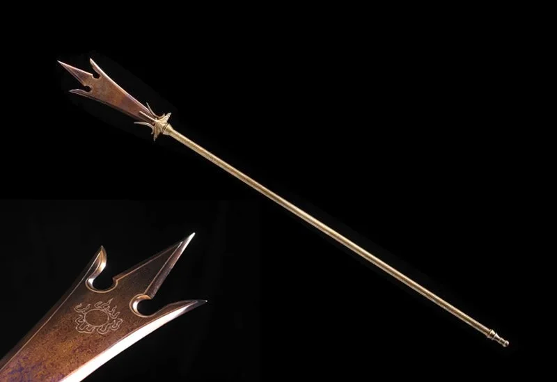 Red-Damascus-Steel-Tri-Point-Double-Edge-Swords-Traditional-Wushu-Long ...