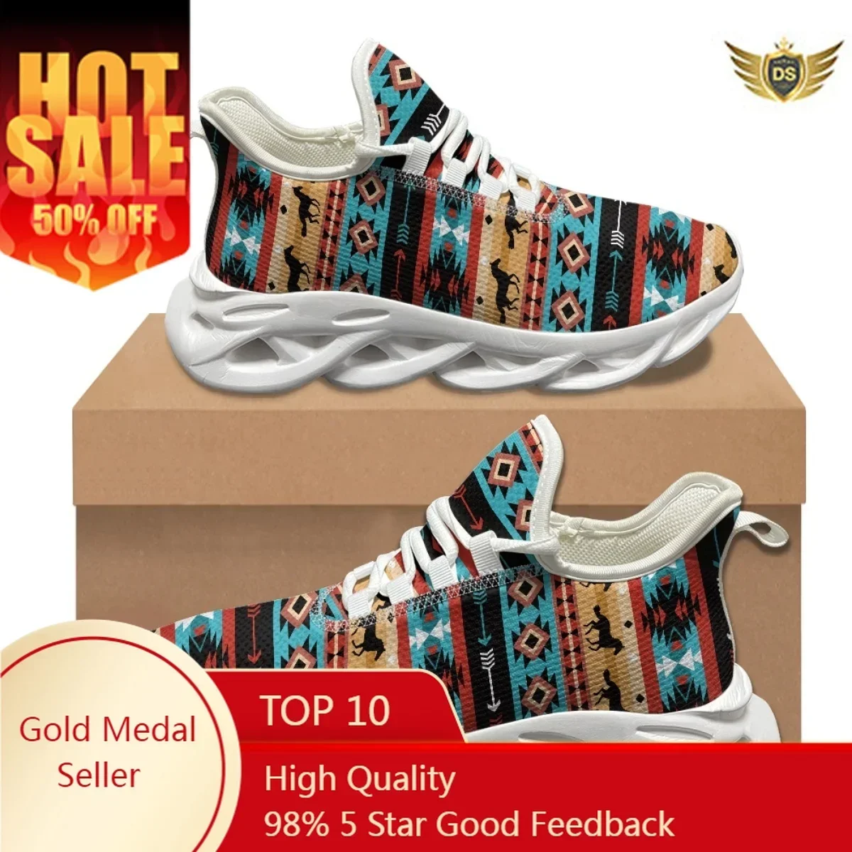 Breathable-Outdoor-Sneakers-Ethnic-Tribal-Aztec-Horse-Designer-Vintage ...