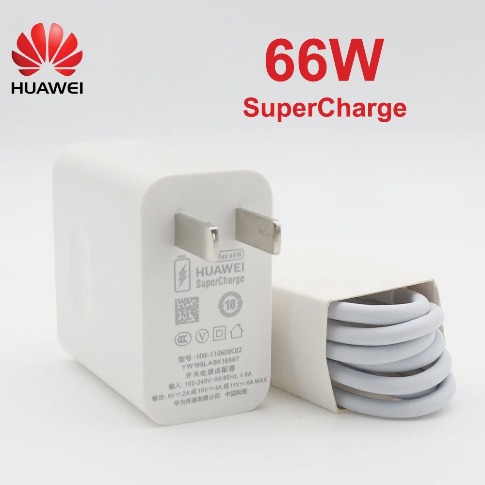 Original HUAWEI 66W Supercharge Fast Charger EU US Travel Adapter 6A ...
