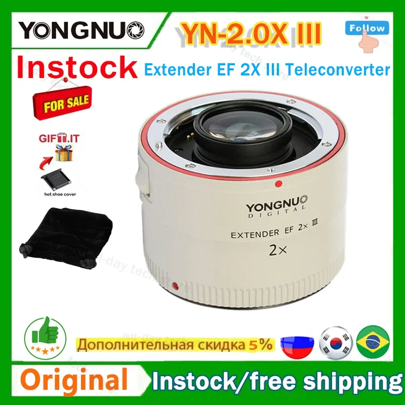 Yongnuo YN-2.0X III Fixed Focus Camera Lens 2x Teleconverter Extender ...